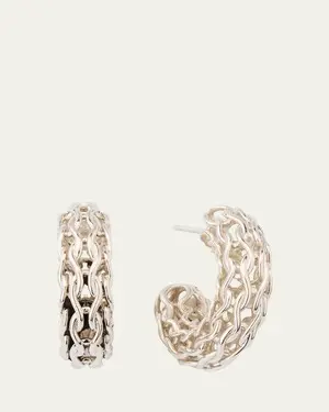 Bottega Veneta Crochet Hoop Earrings - Argento