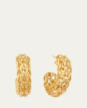 Bottega Veneta Crochet Hoop Earrings - Argrent/sc