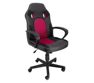 ELAMA Adjustable Faux-leather Gaming Chair With Mesh - One-color