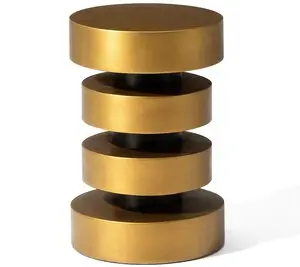 GLITZHOME Modern Gold Floating Disks Side Table /accent Stool - One-color