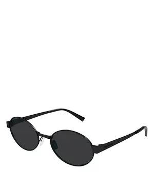 Saint Laurent Fashion Icons Oval Sunglasses, 55mm - Black/gray Solid