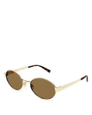 Saint Laurent Fashion Icons Oval Sunglasses, 55mm - Gold/brown Solid