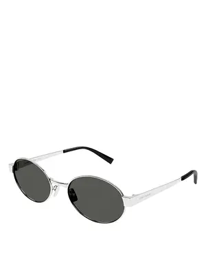 Saint Laurent Fashion Icons Oval Sunglasses, 55mm Silver/gray Solid