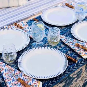 JULISKA Sitio Stripe Dessert/salad Plate - Delft Blue