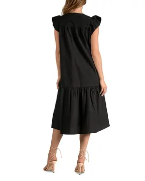 Elan Cotton Ladder Trim Midi Dress