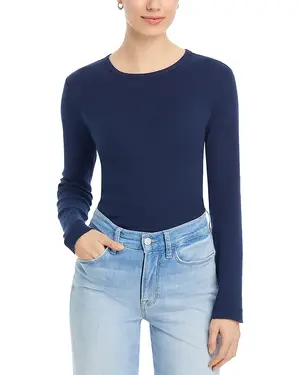 Three Dots Long Sleeve Top - Navy