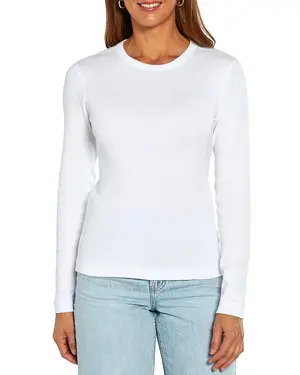 Three Dots Long Sleeve Top - White