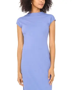 Vince Camuto Cap Sleeve Mock Neck Midi Dress
