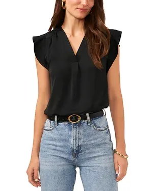 Vince Camuto Ruffle Sleeve Top - Rich Black