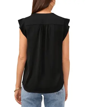 Vince Camuto Ruffle Sleeve Top - Rich Black