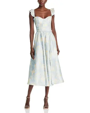 V. CHAPMAN Vera Corset Midi Dress - Sky Windsor Brocade