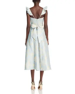 V. CHAPMAN Vera Corset Midi Dress - Sky Windsor Brocade