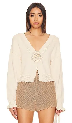 Tularosa Jovien Rosette Cardigan - Beige