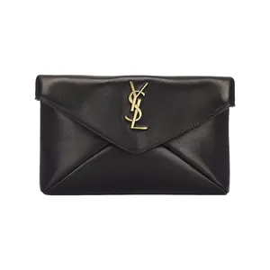 Saint Laurent Small Cassandre Envelope Pouch - Black