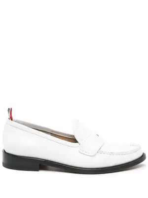 Thom Browne Soft Spazzolato Leather Pleated Loafers - White