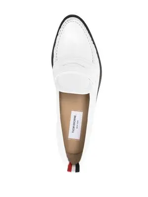 Thom Browne Soft Spazzolato Leather Pleated Loafers - White