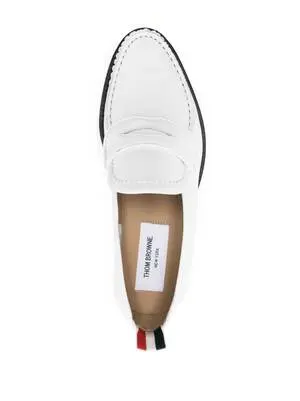 Thom Browne Varsity Leather Penny Loafers - White