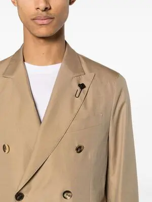 LARDINI Brooch-detail Double-breasted Blazer