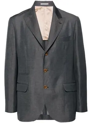 Brunello Cucinelli Single-breasted Wool-blend Blazer - Grey