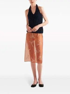 Prada Embroidered Organza Midi Skirt
