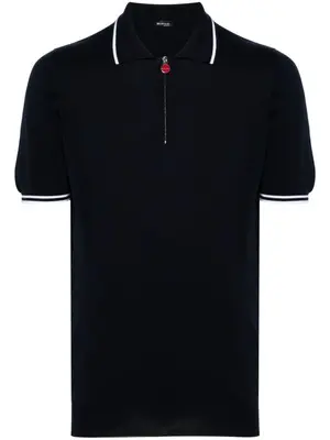 Kiton Zip-up Cotton Polo Shirt - Blue