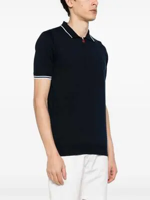 Kiton Zip-up Cotton Polo Shirt - Blue