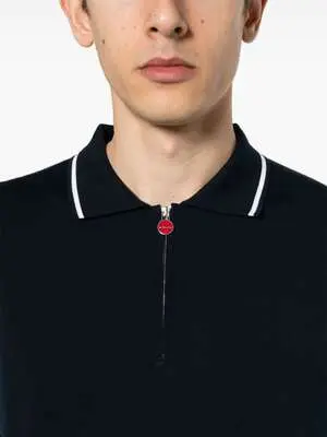 Kiton Zip-up Cotton Polo Shirt - Blue