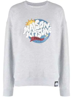 Maison Kitsuné Logo-print Sweatshirt - Grey