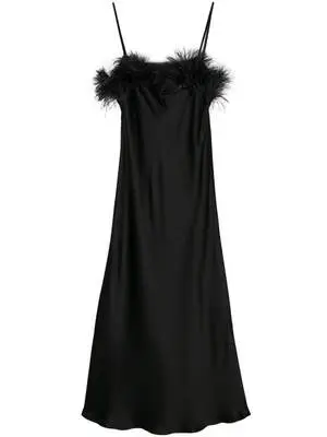 Antonelli Firenze Ligorio Feather-trim Satin Dress - Black