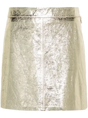 Zadig&Voltaire Jinette Metallic Leather Mini Skirt - Gold