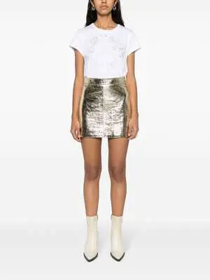 Zadig&Voltaire Jinette Metallic Leather Mini Skirt