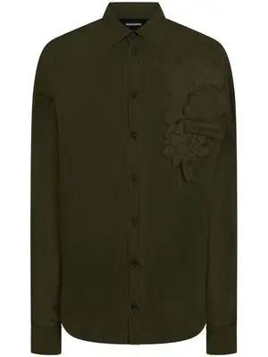 Dsquared2 Logo-patch Floral-appliqué Cotton Shirt