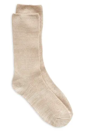 Nordstrom Ribbed Crew Socks Oatmeal