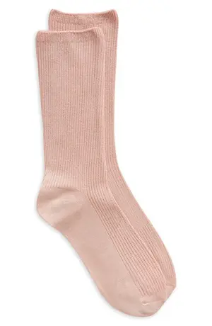 Nordstrom Ribbed Crew Socks Pink Smoke