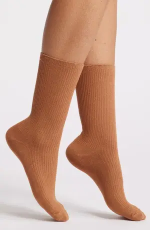Nordstrom Ribbed Crew Socks Tan Thrush