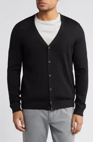BOSS Mardon Virgin Wool Cardigan - Black