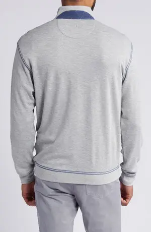 Johnnie-o Hanks Heathered Quarter Zip Pullover - Light Gray