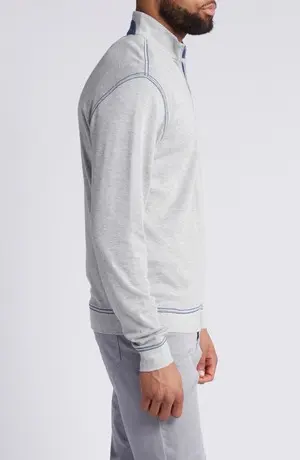 Johnnie-o Hanks Heathered Quarter Zip Pullover - Light Gray