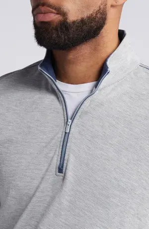 Johnnie-o Hanks Heathered Quarter Zip Pullover - Light Gray