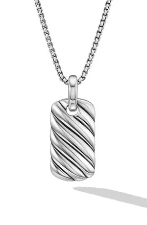 David Yurman Petite Sculpted Cable Tag Enhancer - Sterling Silver