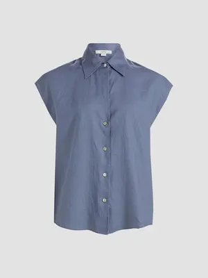 Vince Linen Cap-sleeve Blouse - Azul