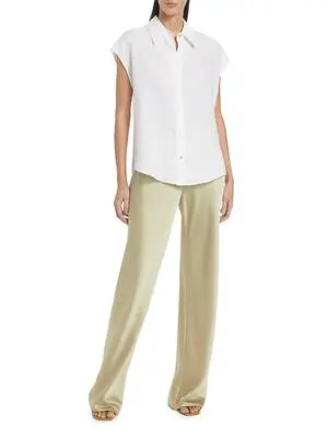 Vince Linen Cap-sleeve Blouse - Optic White