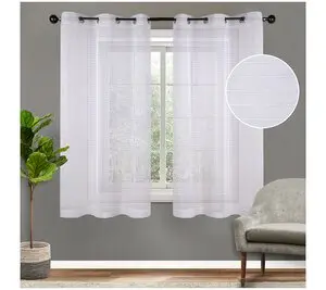 SUPERIOR Striped Sheer Window Curtain Panels, S Et Of 2, 42x63 - One-color