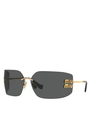 Miu Miu Rectangle Sunglasses, 80mm - Gray Solid