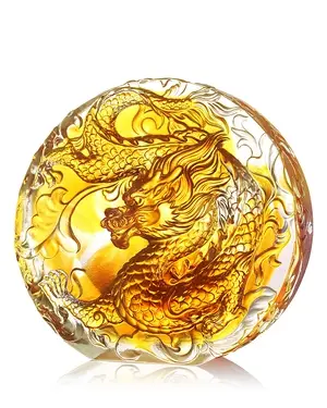 LIULI True Believer To Be Dragon Crystal Sculpture - Amber/clear