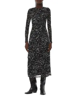 Whistles Long Sleeve Printed Dress