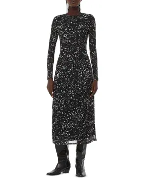 Whistles Long Sleeve Printed Dress