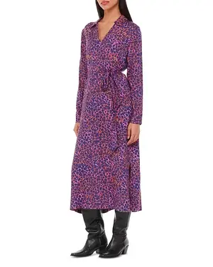 Whistles Mottled Leopard Print Midi Dress - Pink/multi