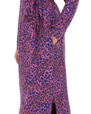 Whistles Mottled Leopard Print Midi Dress - Pink/multi