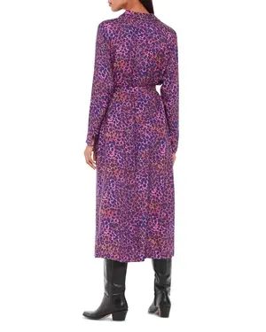 Whistles Mottled Leopard Print Midi Dress - Pink/multi